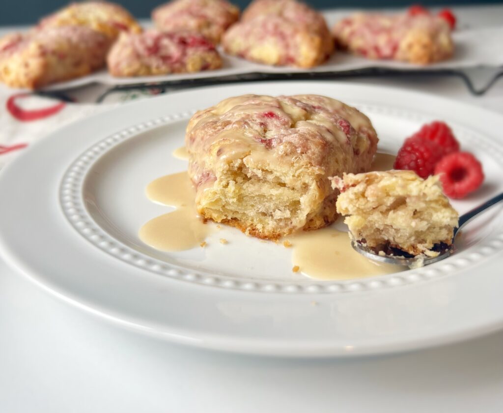 Sourdough Raspberry Scones (& a lemon glaze!) - Healing Slice