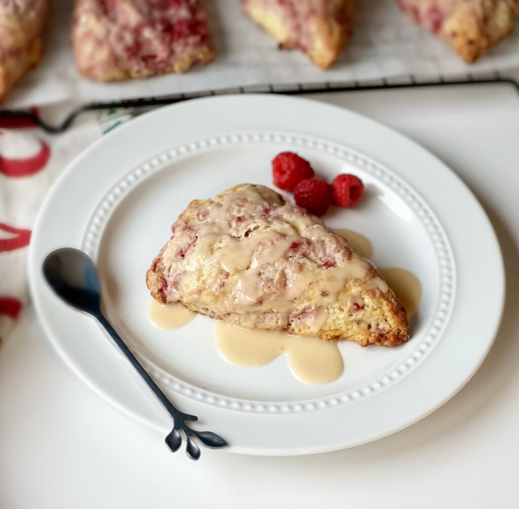 Sourdough Raspberry Scones (& a lemon glaze!) - Healing Slice