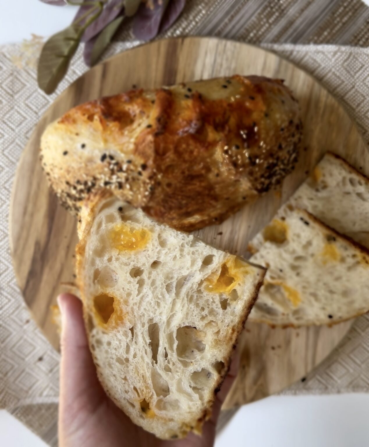 Everything Bagel Sourdough Bread (with cheddar cheese!) - Healing Slice