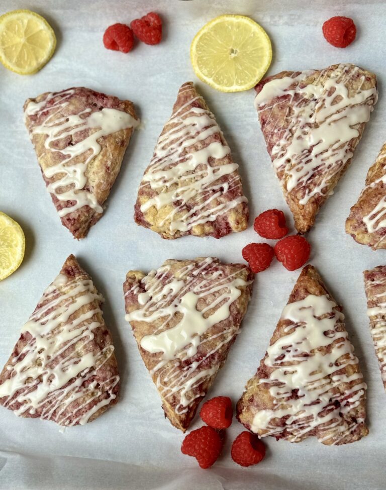 Sourdough Raspberry Scones (w/ a lemon glaze!) - Healing Slice