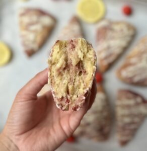 Sourdough Raspberry Scones (w/ a lemon glaze!) - Healing Slice