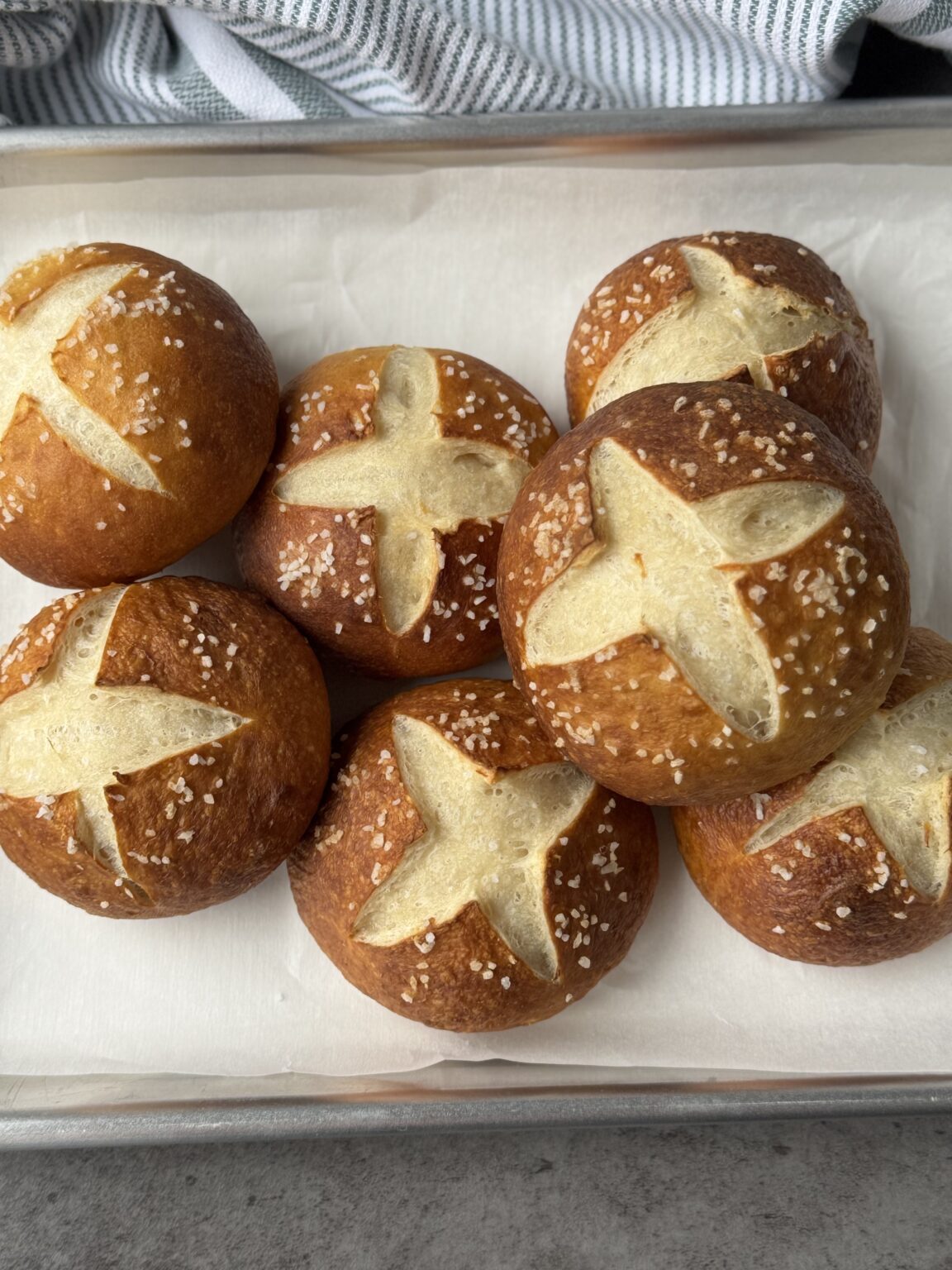 Sourdough Pretzel Buns - Healing Slice