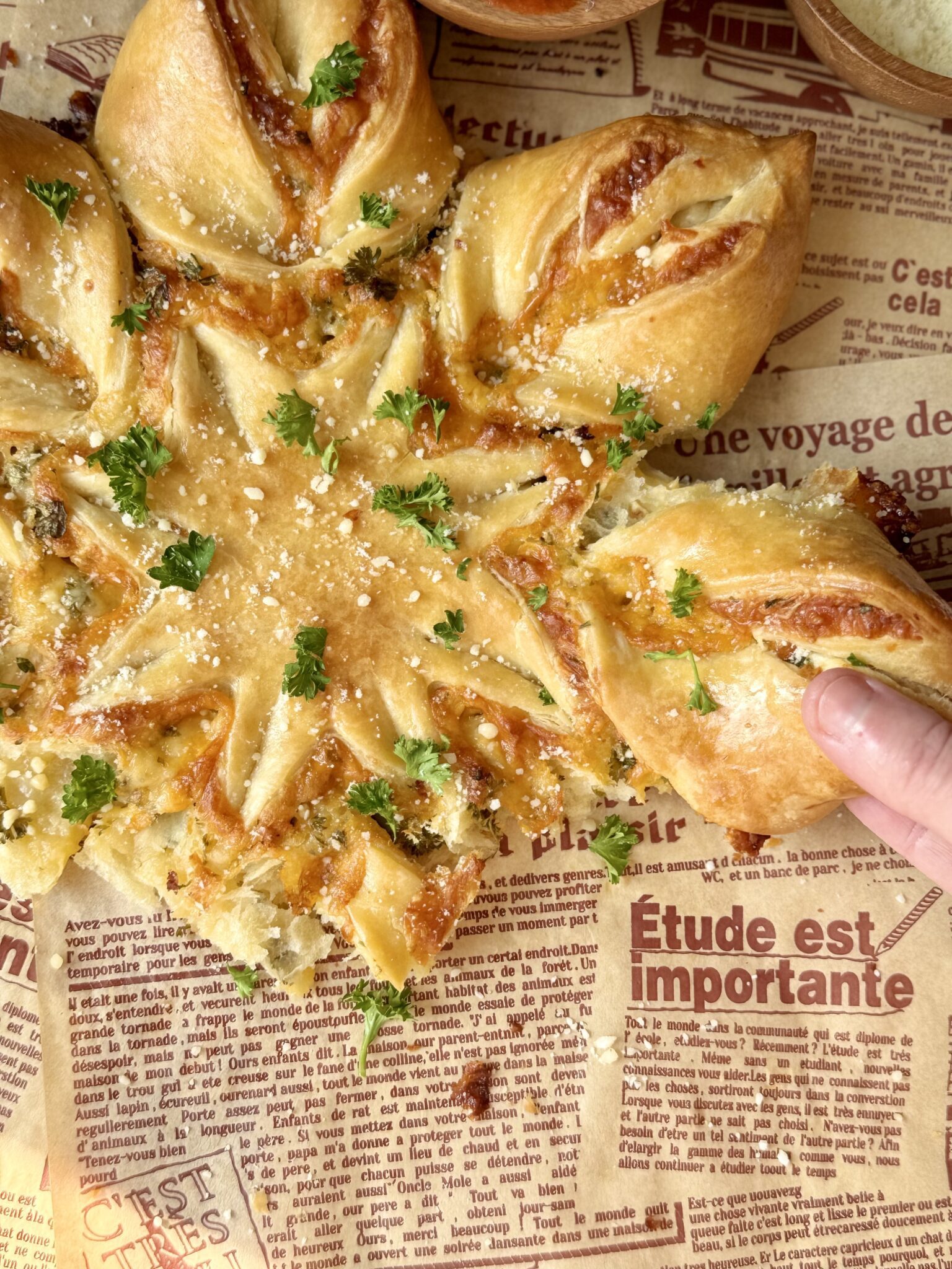 Sourdough Savory Star Bread (with herbs & cheese) - Healing Slice