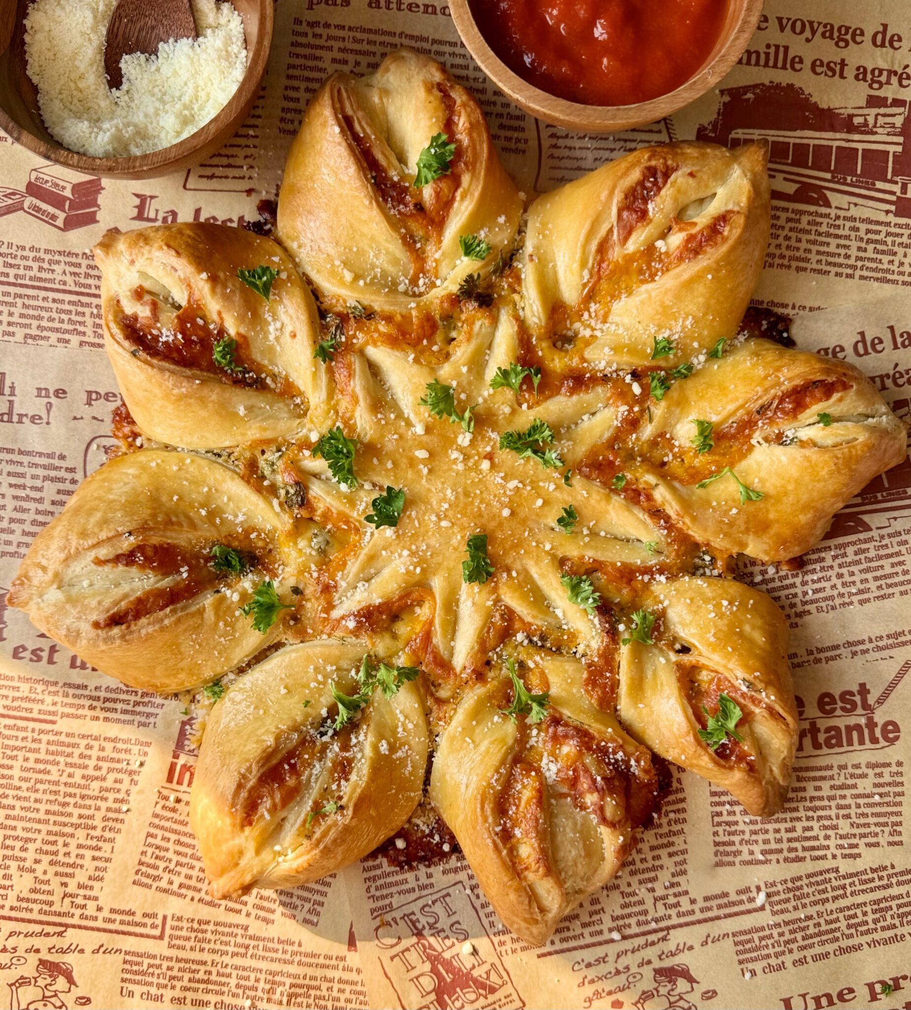 Sourdough Savory Star Bread (with herbs & cheese) - Healing Slice