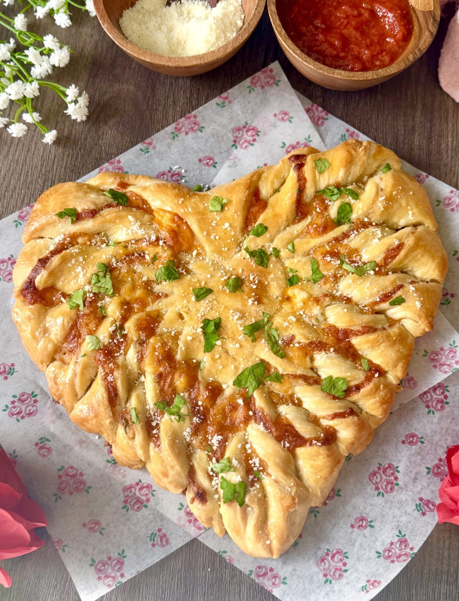 Sourdough Twisted Heart Bread (with cheese & herbs) - Healing Slice