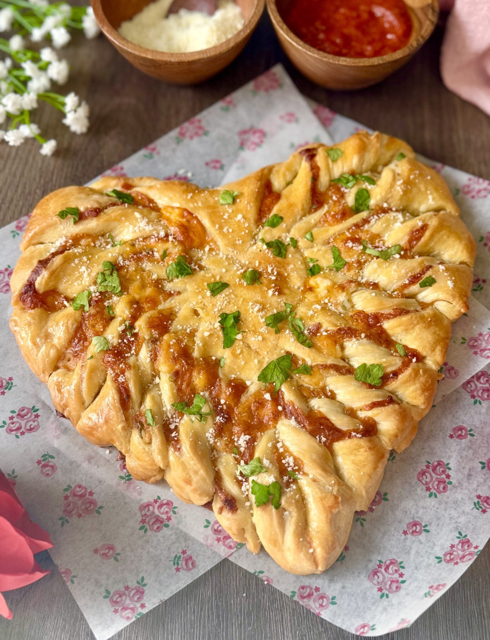 Sourdough Twisted Heart Bread (with cheese & herbs) - Healing Slice