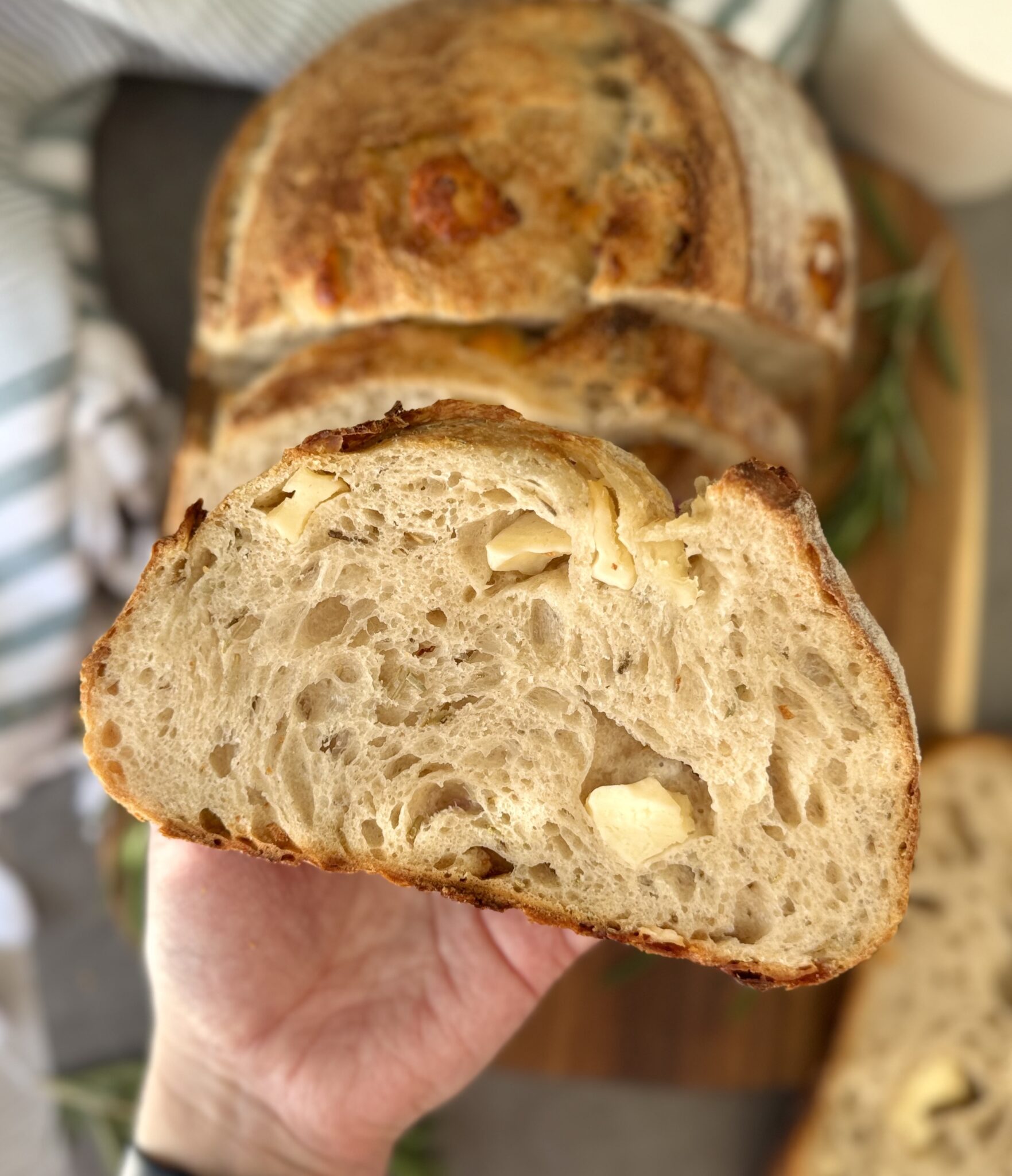 Asiago Sourdough Bread (with rosemary) - Healing Slice
