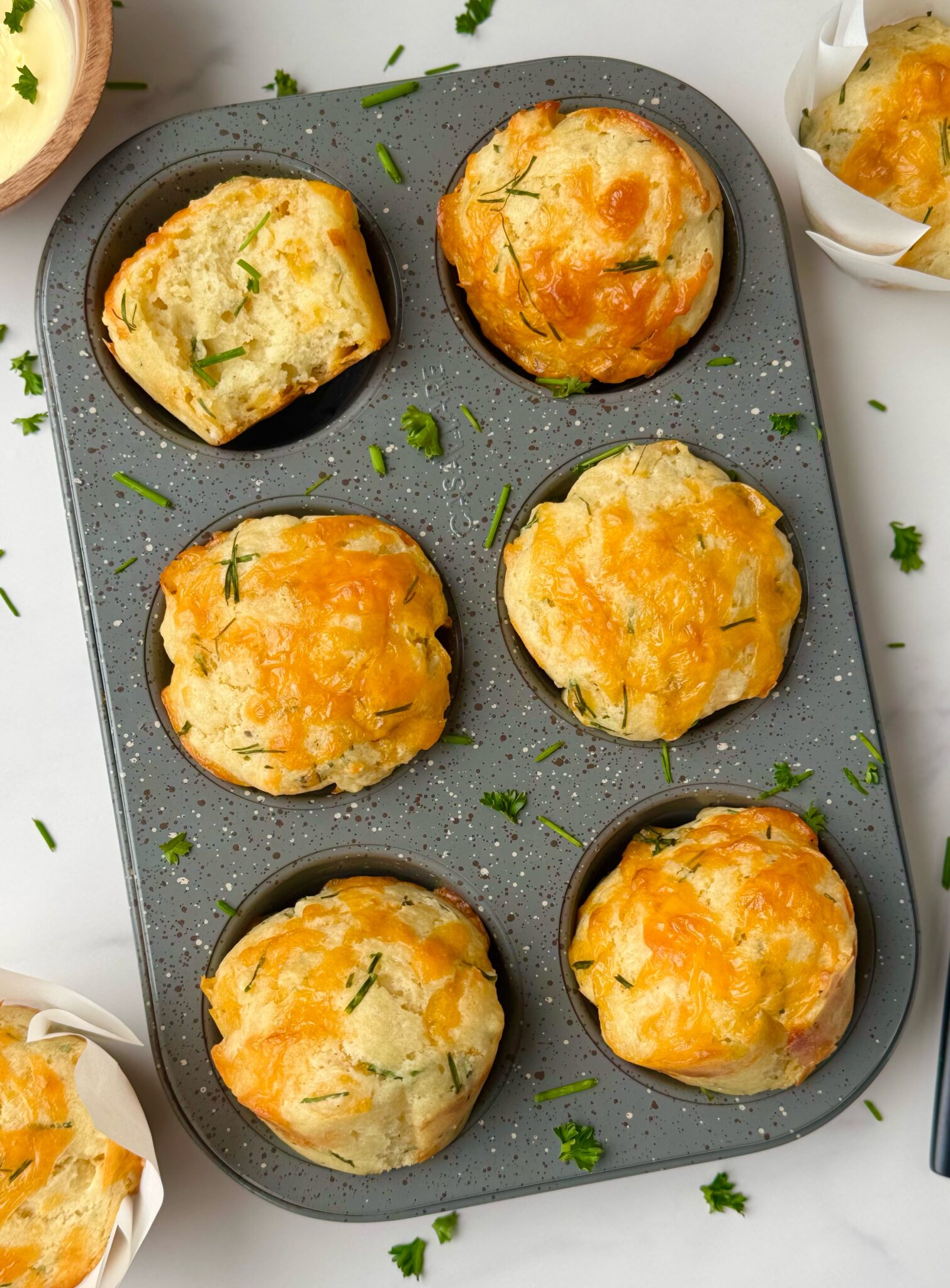 Savory Sourdough Discard Muffins (cheese & chives!) - Healing Slice