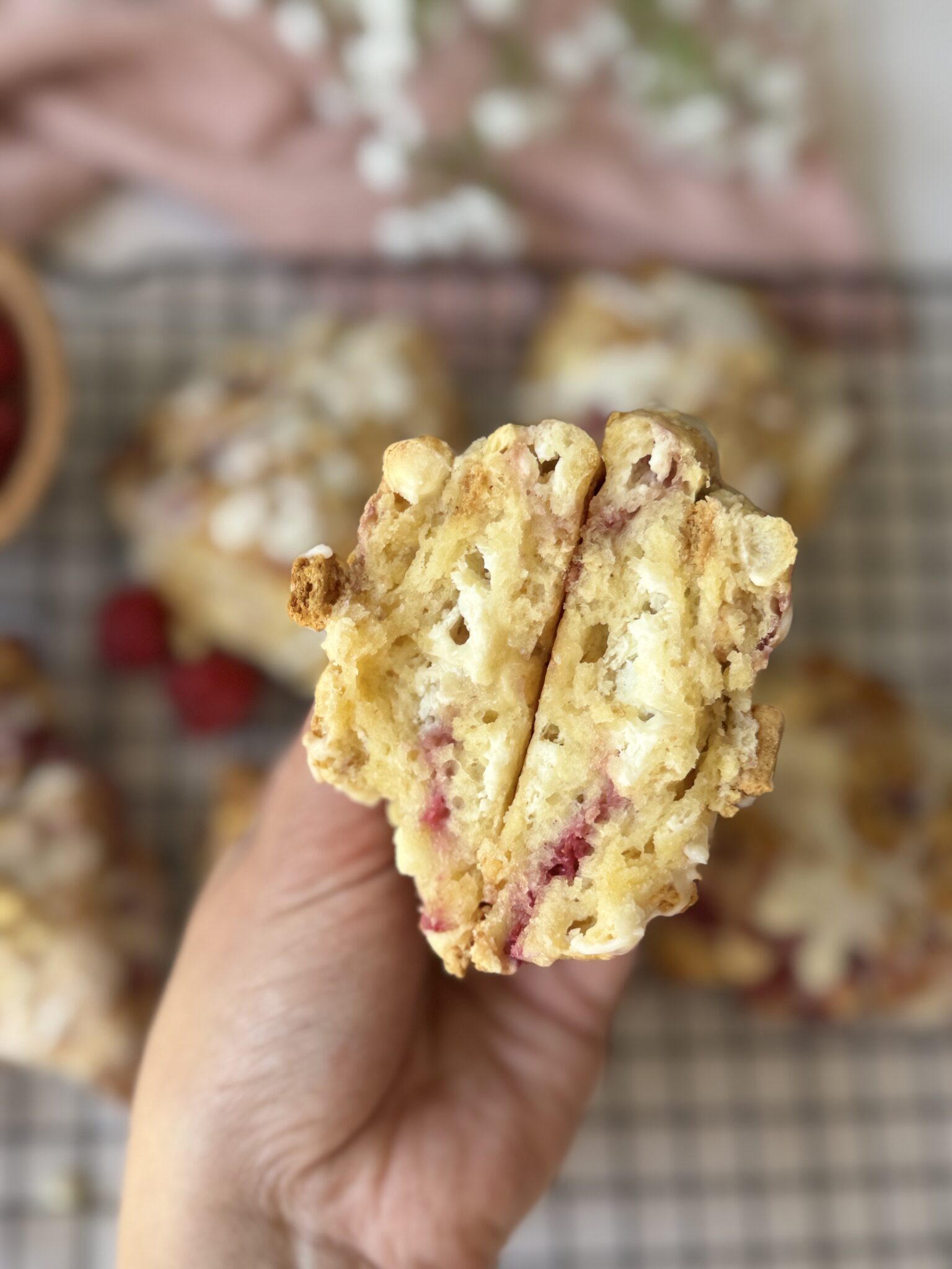 Raspberry Cheesecake Sourdough Scones - Healing Slice