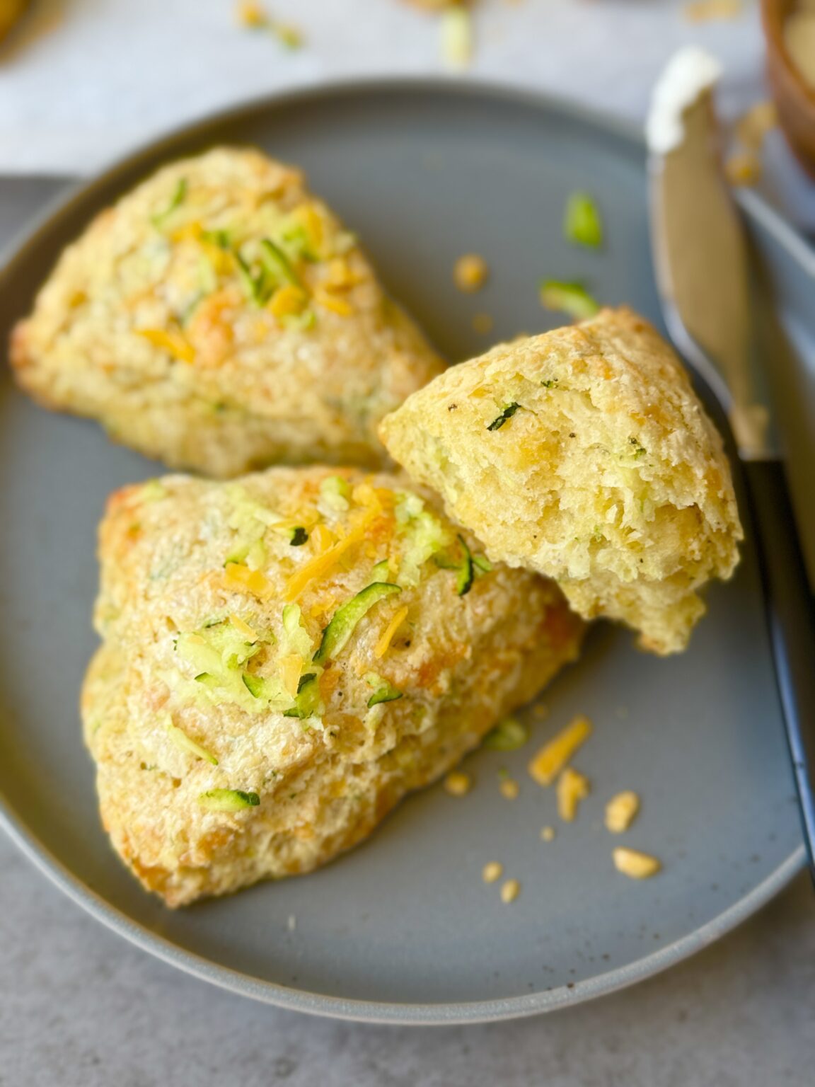 Zucchini Cheddar Sourdough Scones - Healing Slice