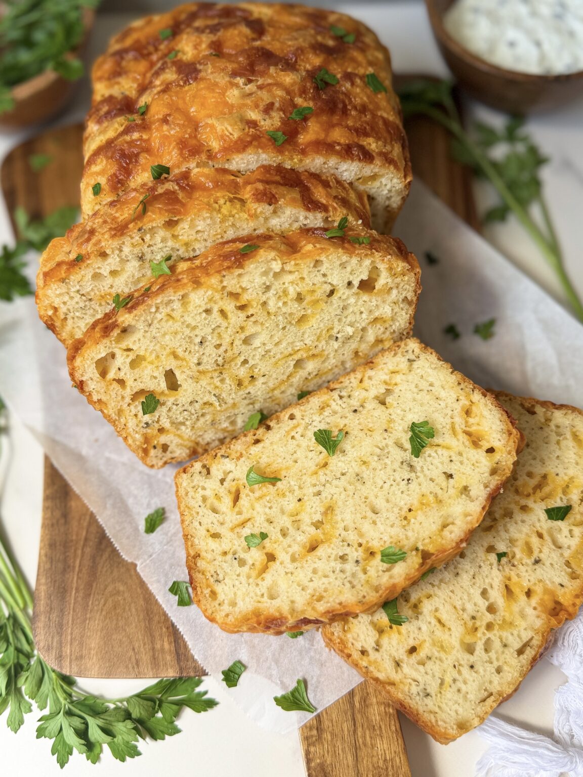 Savory Sourdough Cheese & Herb Quick Bread - Healing Slice
