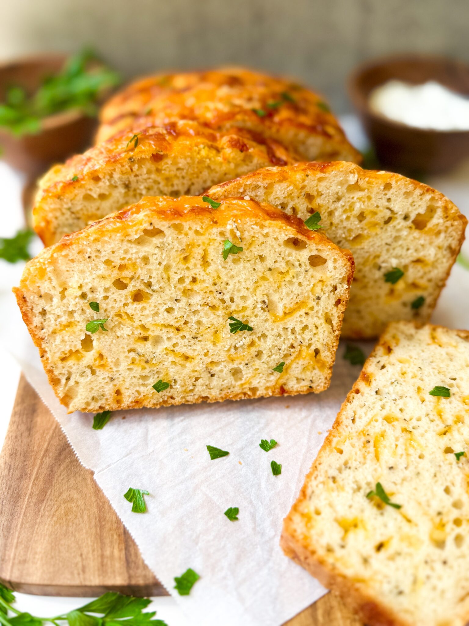 Savory Sourdough Cheese & Herb Quick Bread - Healing Slice