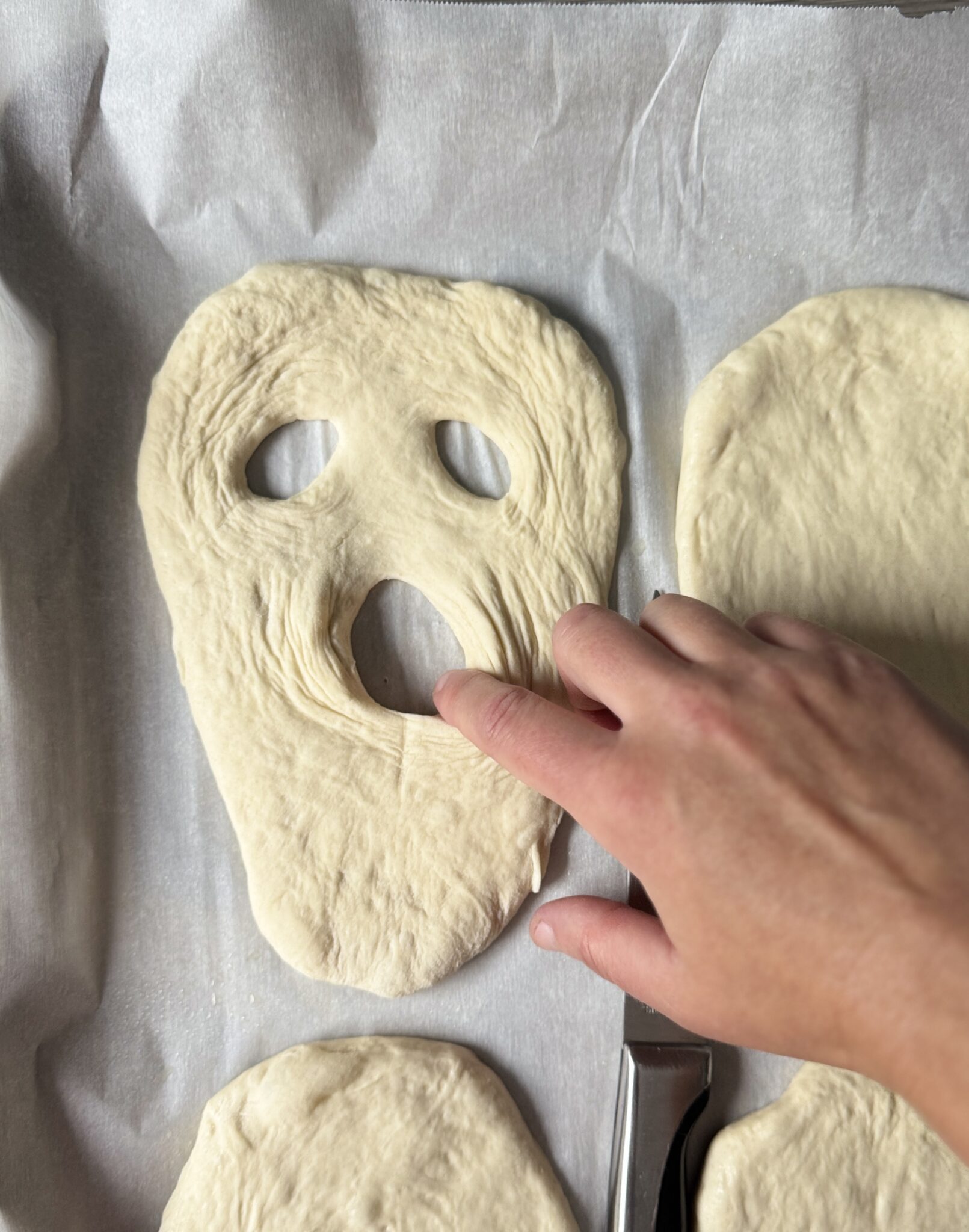 Sourdough Ghost Fougasse (easy Halloween recipe) - Healing Slice
