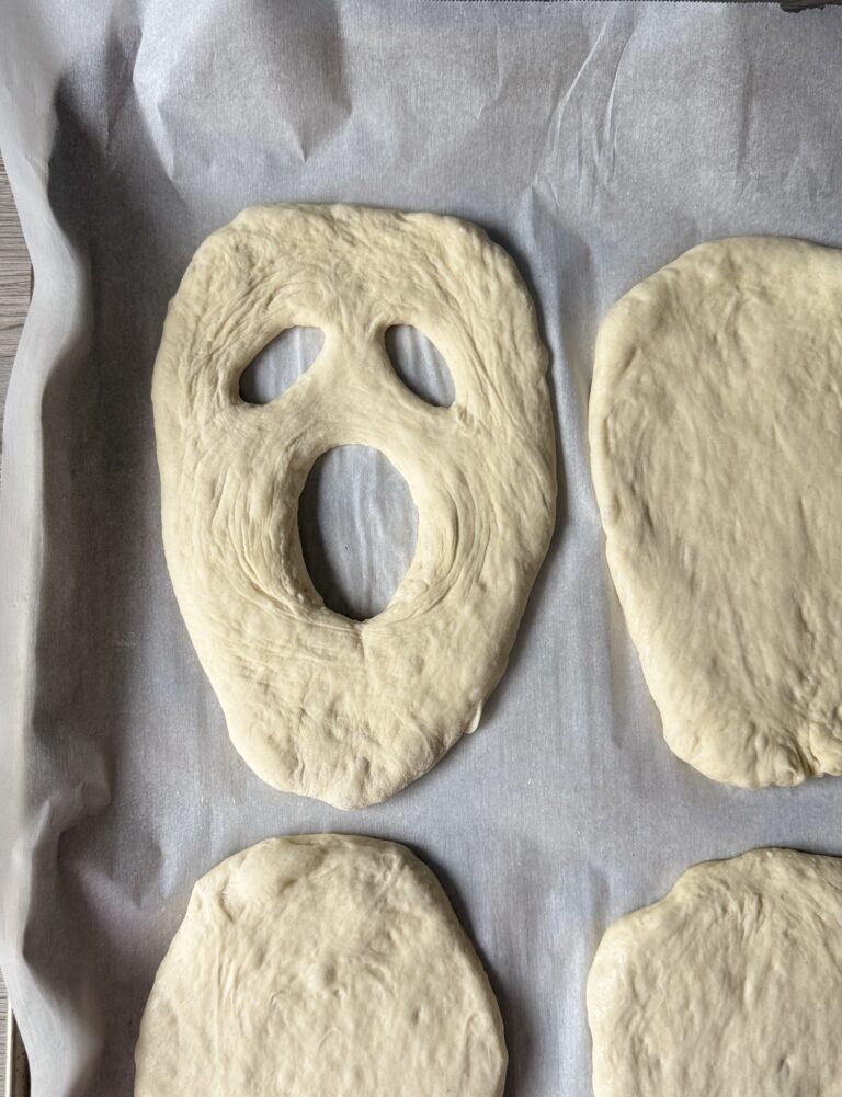 Sourdough Ghost Fougasse (easy Halloween recipe) - Healing Slice