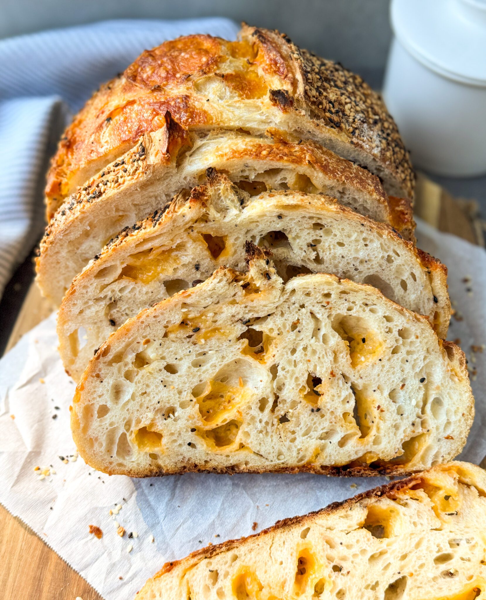 Everything Bagel Sourdough Bread (with cheddar cheese!) - Healing Slice
