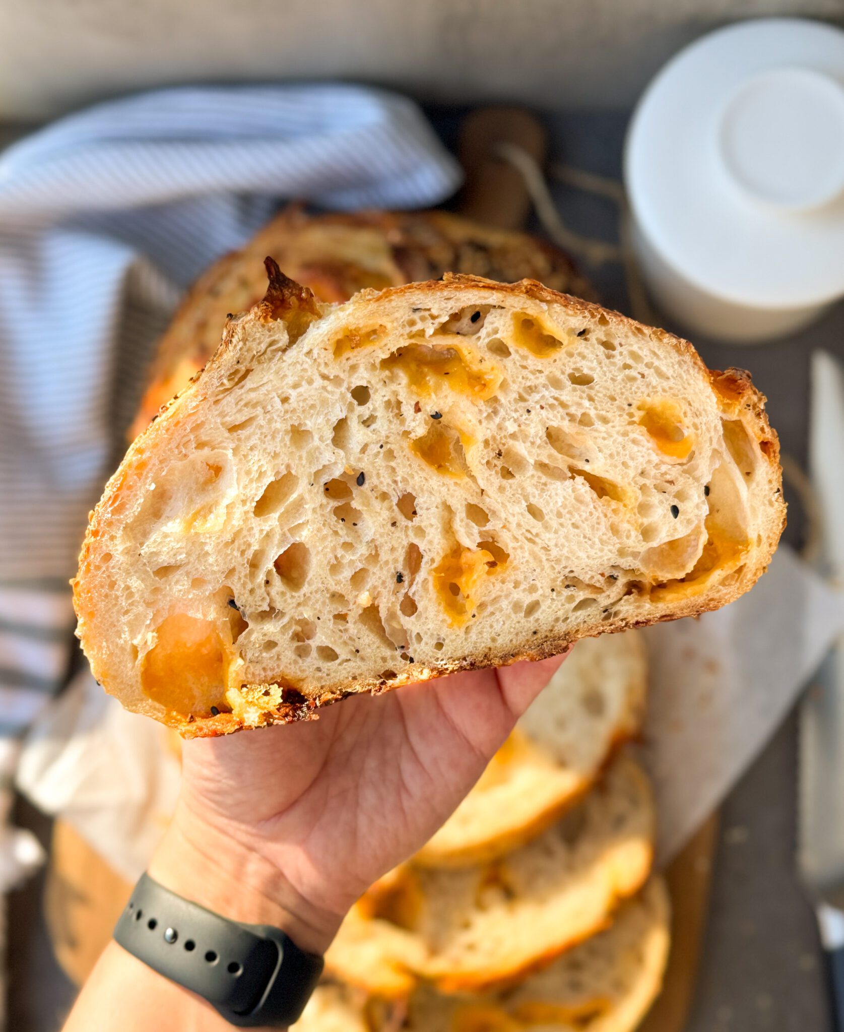 Everything Bagel Sourdough Bread (with cheddar cheese!) - Healing Slice