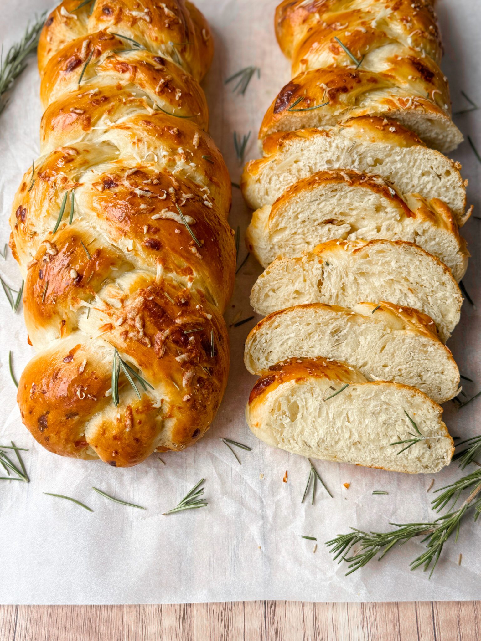 Soft Braided Sourdough Discard Challah (rosemary, garlic, & Parmesan ...