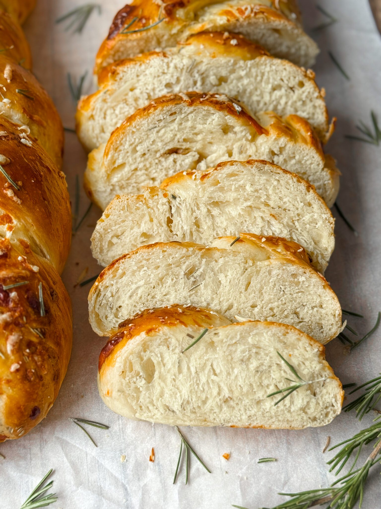 Soft Braided Sourdough Discard Challah (rosemary, garlic, & Parmesan ...
