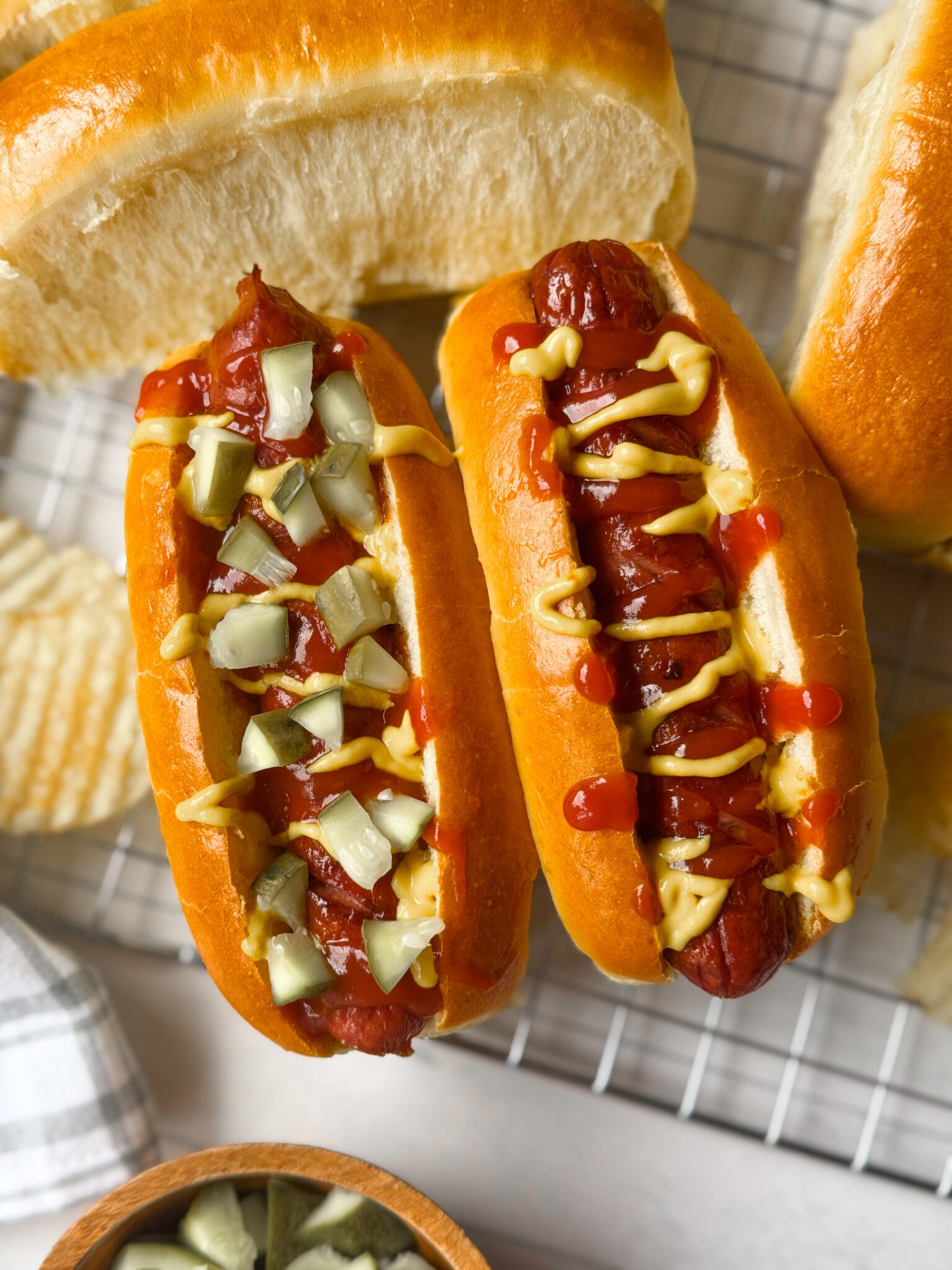 Easy Sourdough Discard Hot Dog Buns - Healing Slice